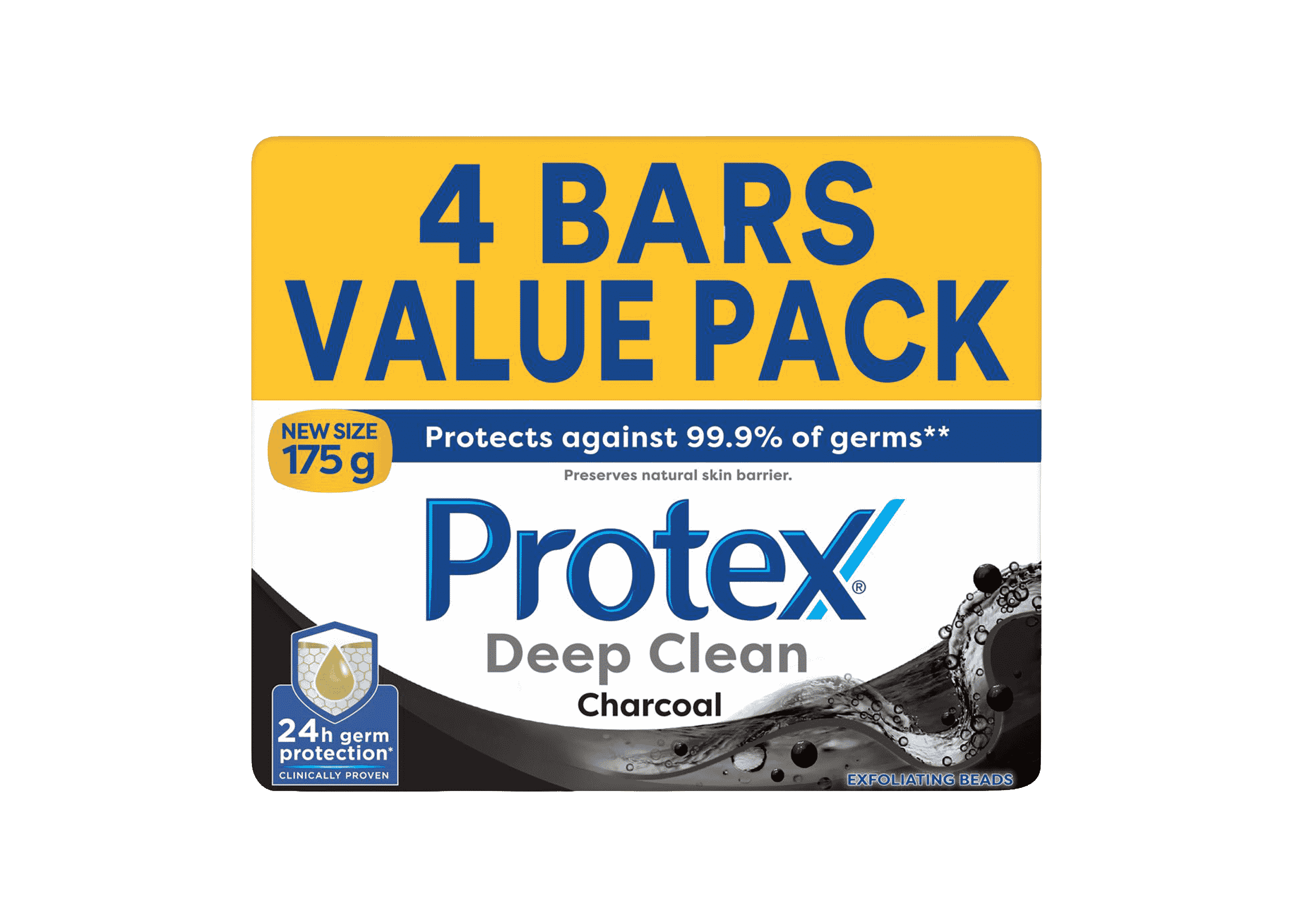 Protex® Deep Clean Charcoal AntiGerm Bar Soap , 4 x 175g